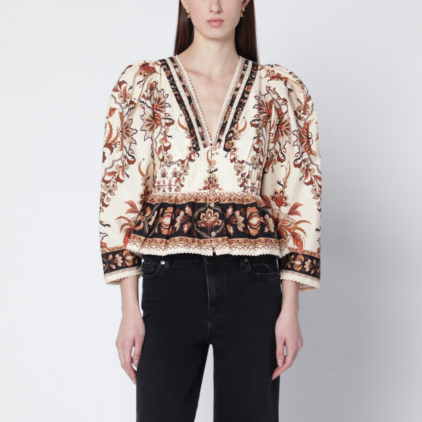 FARM Rio Sand “Majestic Garden Lace” blouse | TheDoubleF