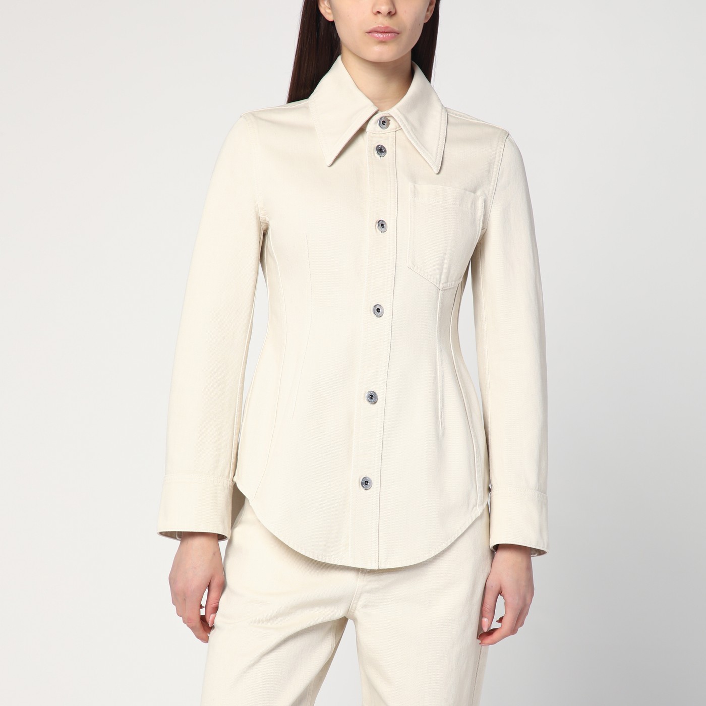 Bottega Veneta Pale Meringue shirt in denim | TheDoubleF