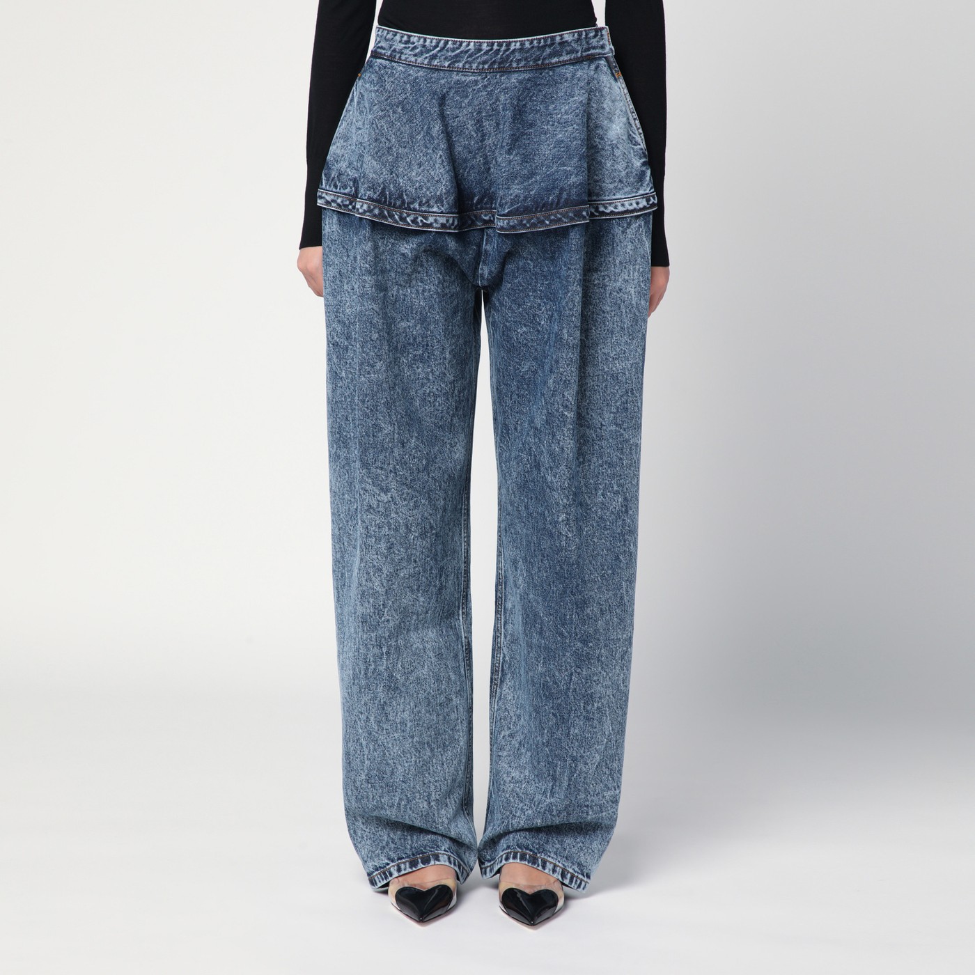 Alaïa Peplum stonewashed denim jeans | TheDoubleF