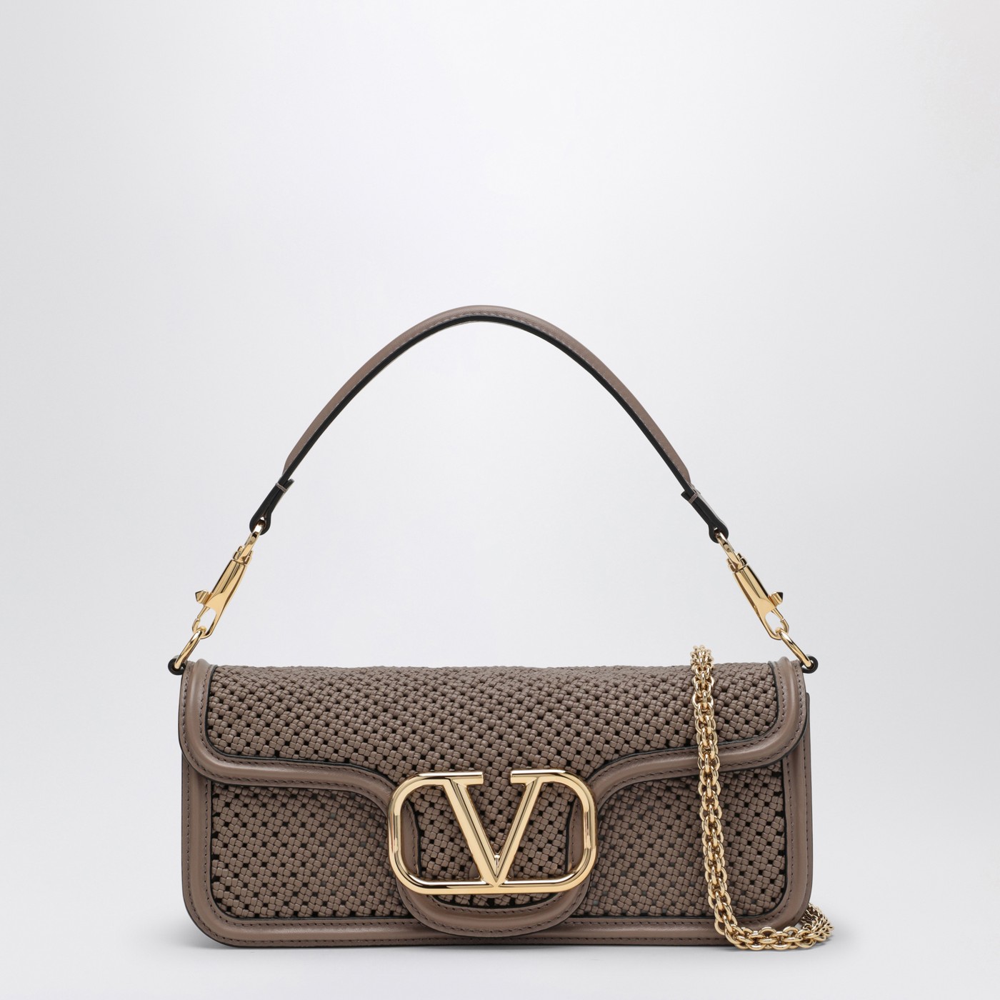 Valentino Garavani Clay-coloured Locò bag in woven leather | TheDoubleF