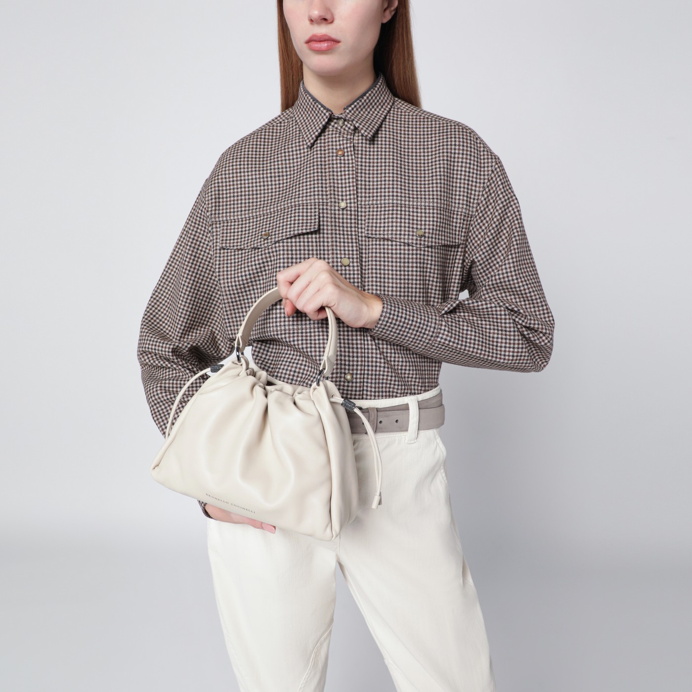 Brunello Cucinelli Bucket Mellow small ivory bag | TheDoubleF