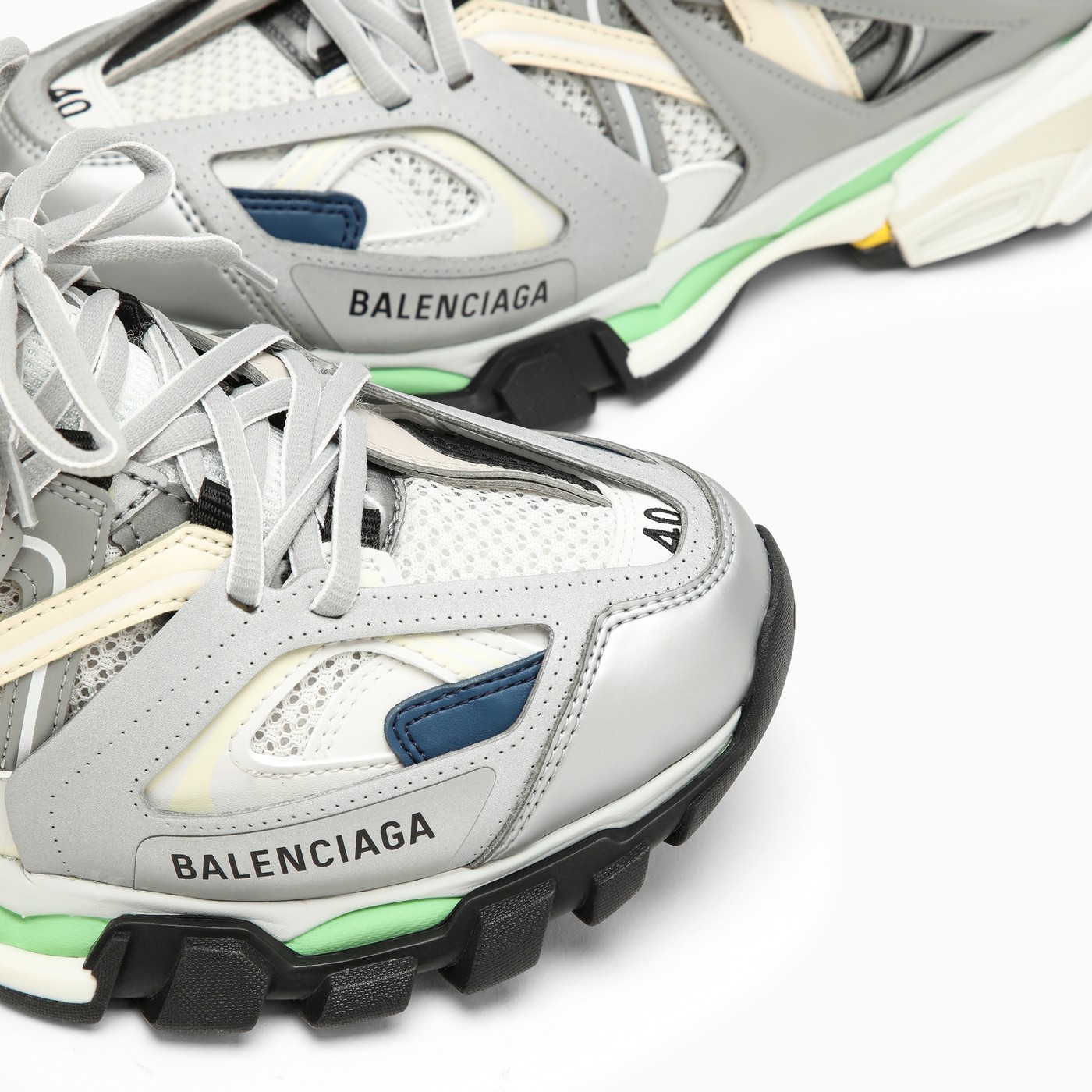 Balenciaga Track grey/blue/green mesh and nylon trainer | TheDoubleF