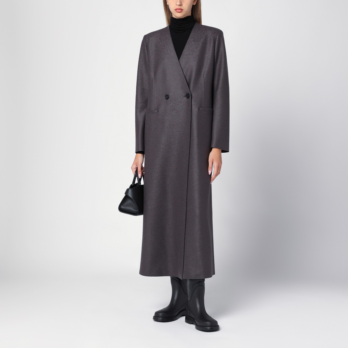 Harris Wharf London Graphite wool double-breasted coat | TheDoubleF