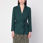 Max Mara Veste verte en toile de laine avec ceinture | TheDoubleF