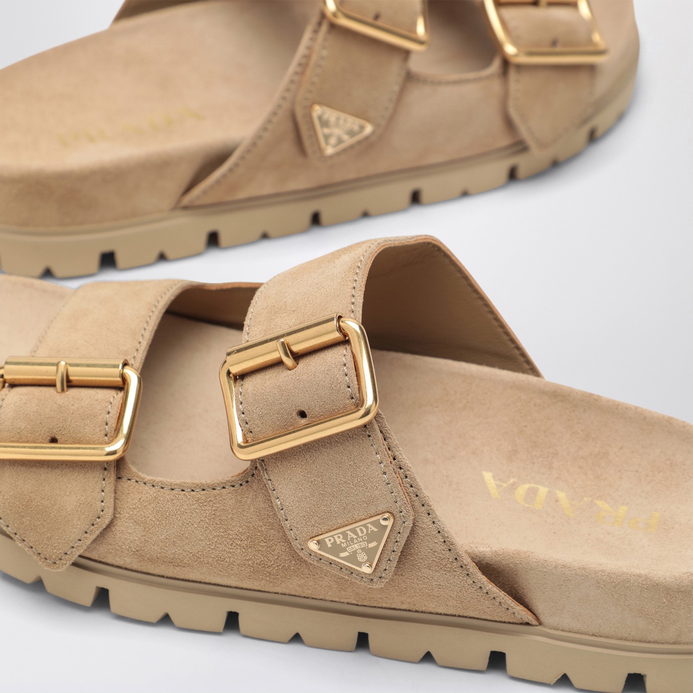 Prada Ecru suede sandal slider | TheDoubleF