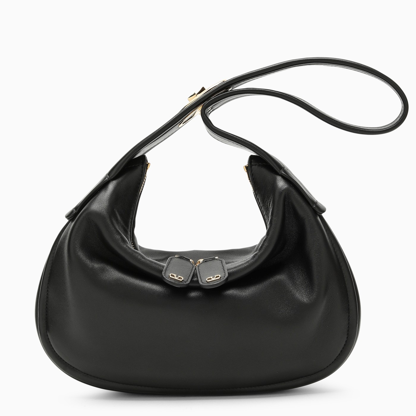 Valentino Garavani Small Go-hobo bag in black leather | TheDoubleF