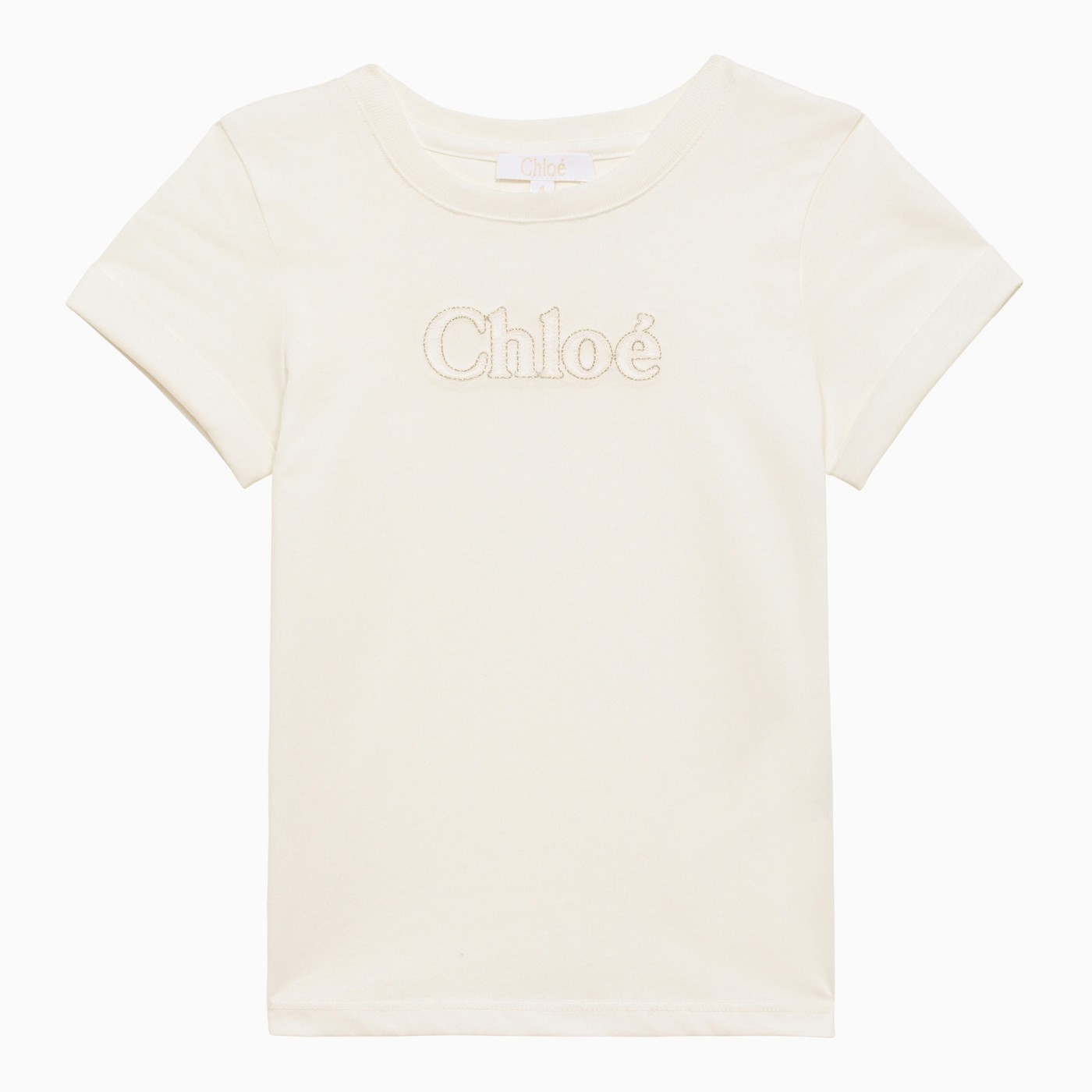 Chloé T-shirt bianca in cotone con logo | TheDoubleF