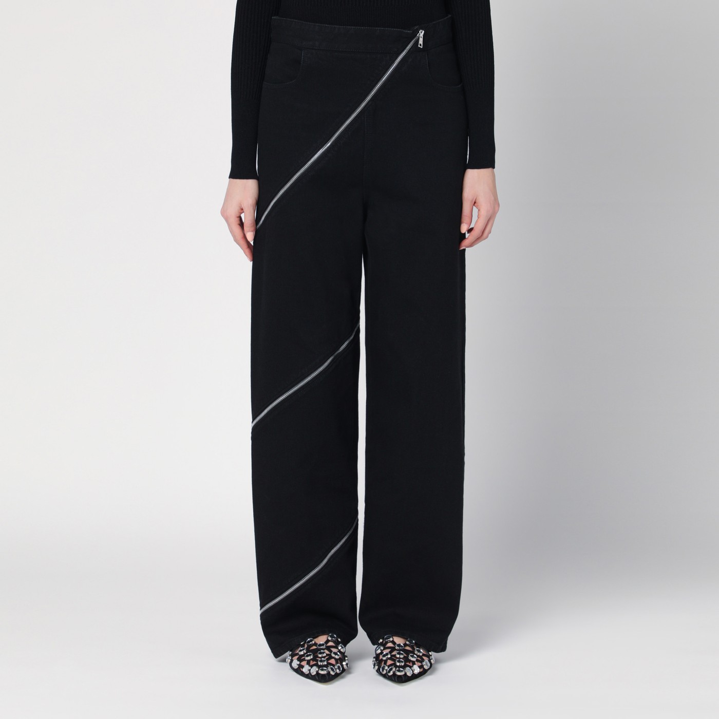 Alaïa Black zip spiral jeans | TheDoubleF