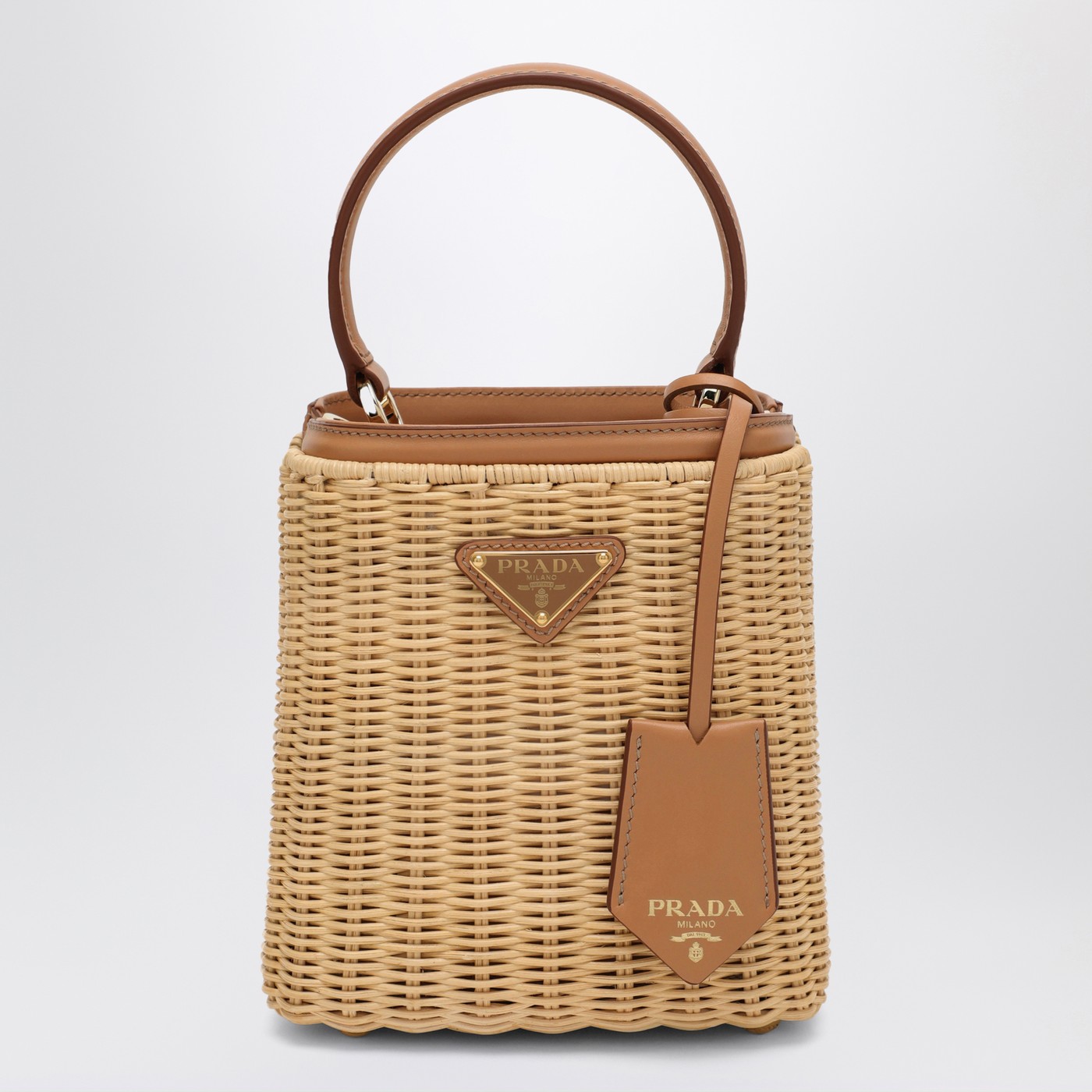 Prada Panier mini beige wicker and leather bag | TheDoubleF