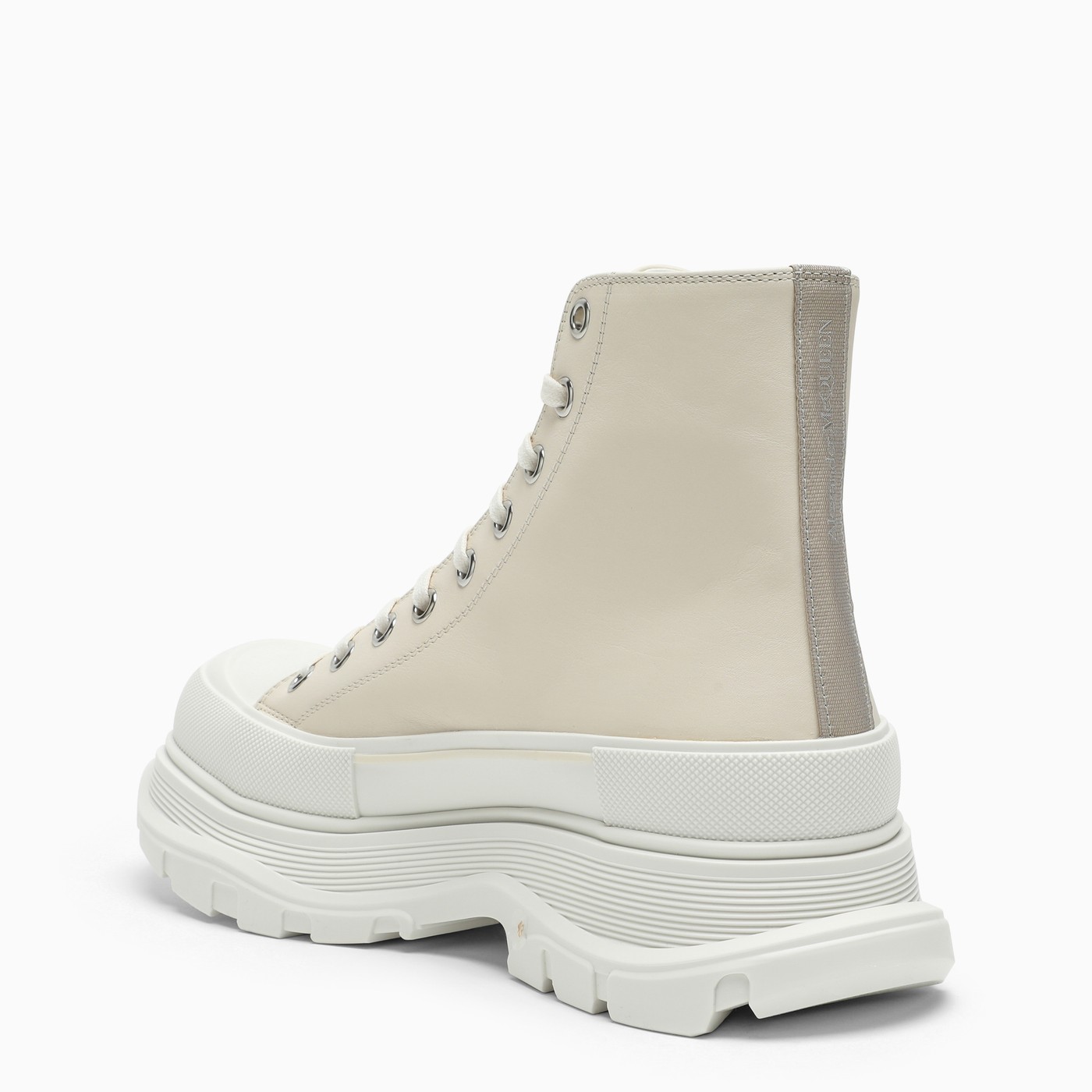Alexander McQueen Tread Slick boot in vanilla-coloured leather | TheDoubleF