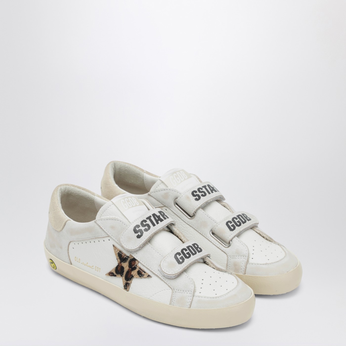 Golden Goose Baskets Old School blanches avec étoile léopard | TheDoubleF