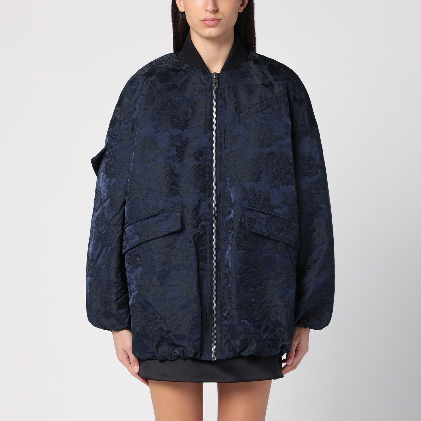 GANNI Navy blue bomber jacket with zip | TheDoubleF