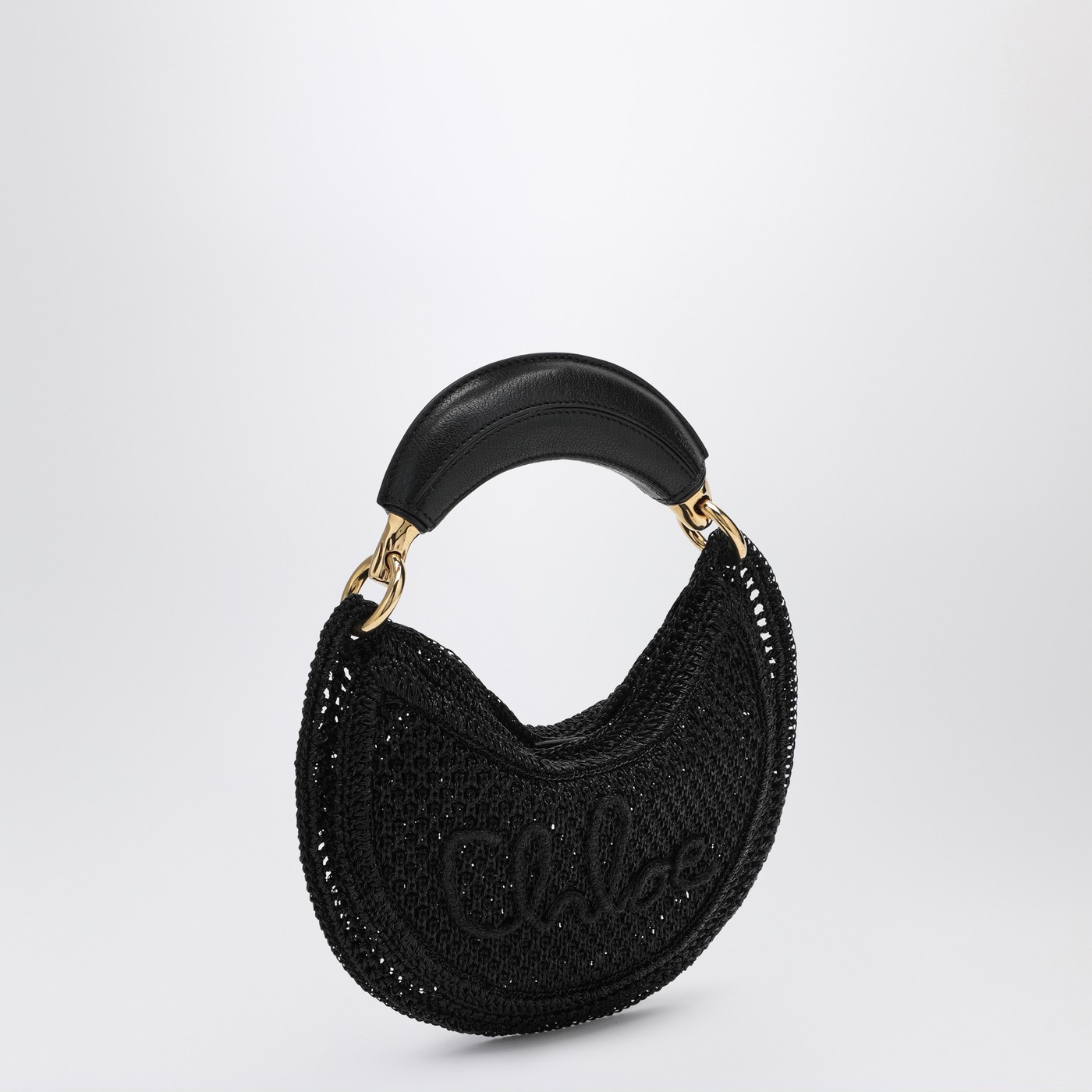 Chloé Mini sac hobo Summer Banana noir au crochet avec détails en cuir ...