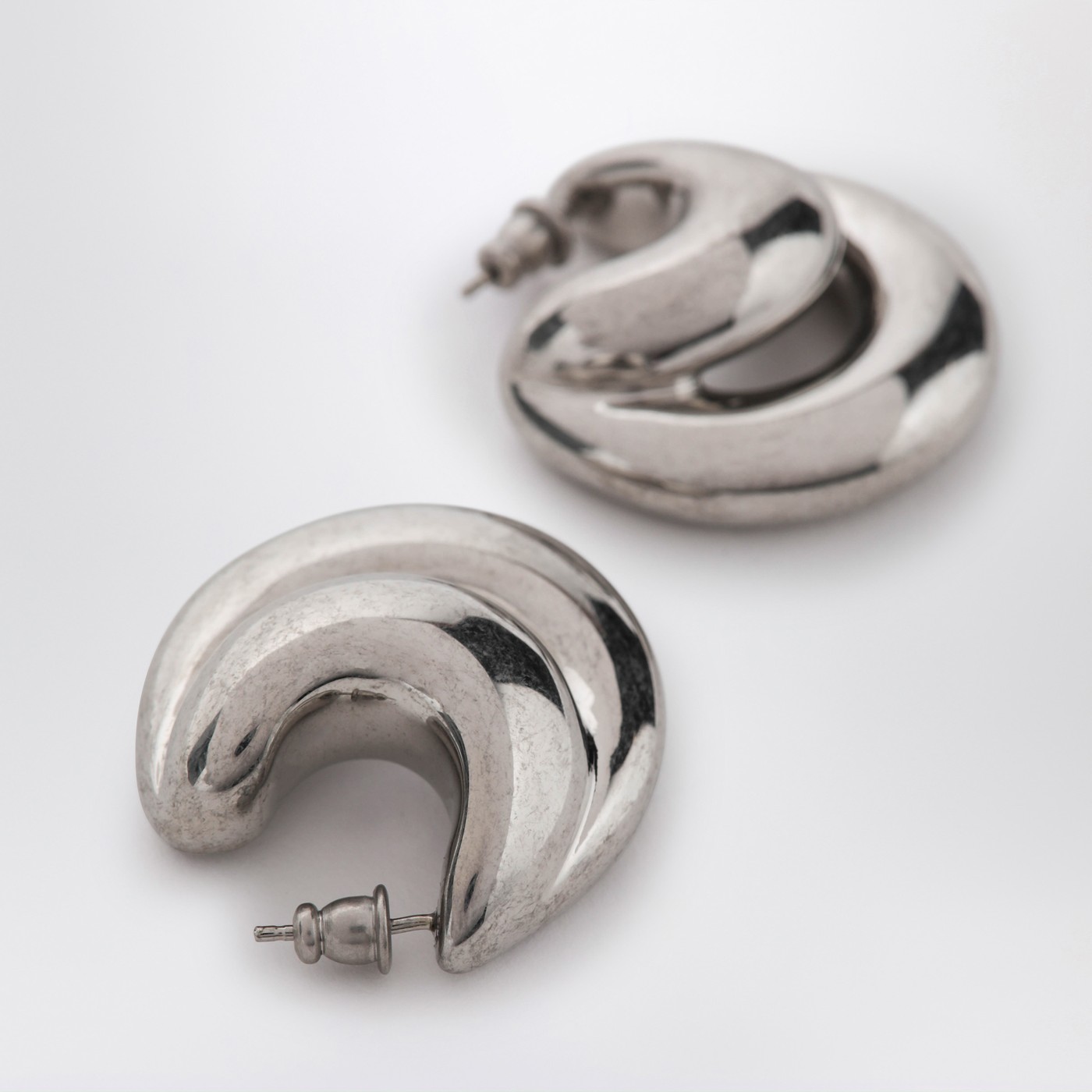Panconesi Blow Up Huggies earrings in silver tone | TheDoubleF