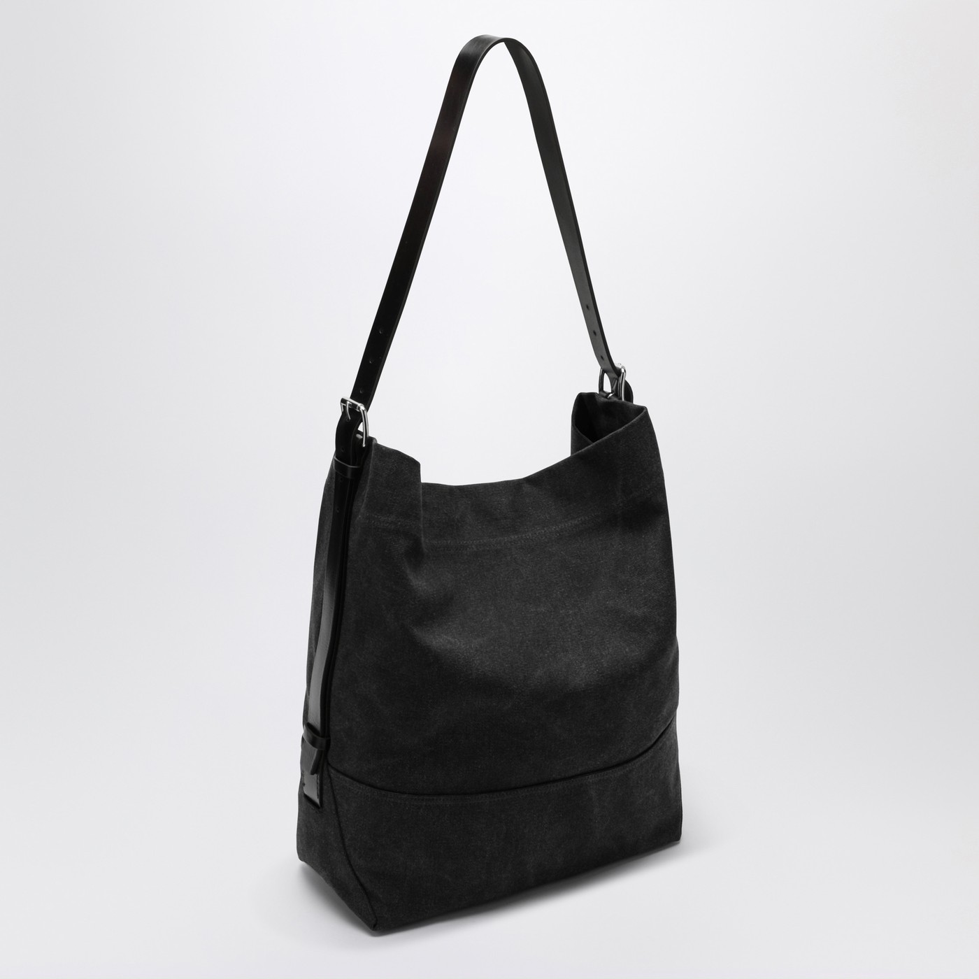 LEMAIRE Ash-black belted tote bag in cotton canvas | TheDoubleF