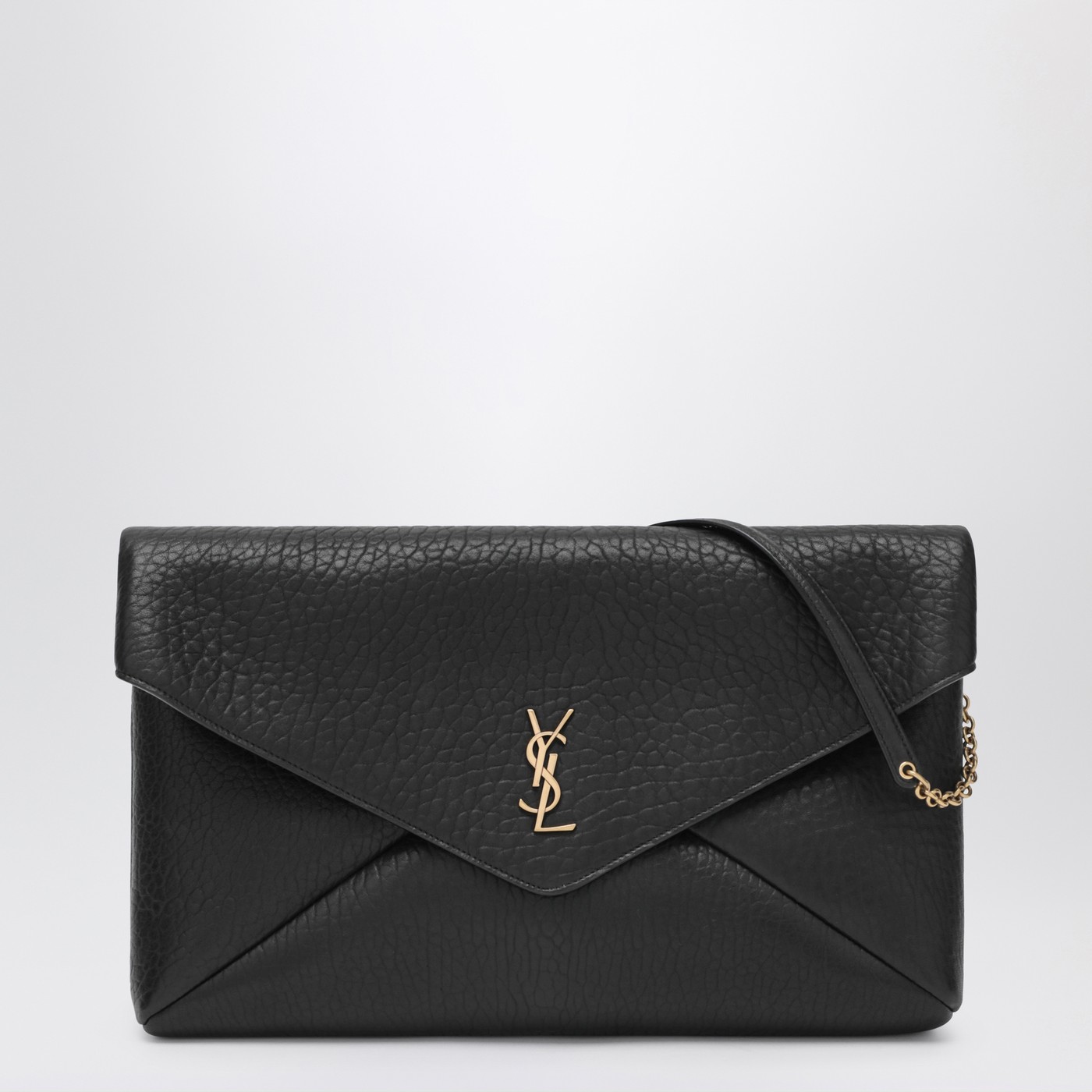 Saint Laurent Pochette Envelope Cassandre XXL noire avec chaîne ...
