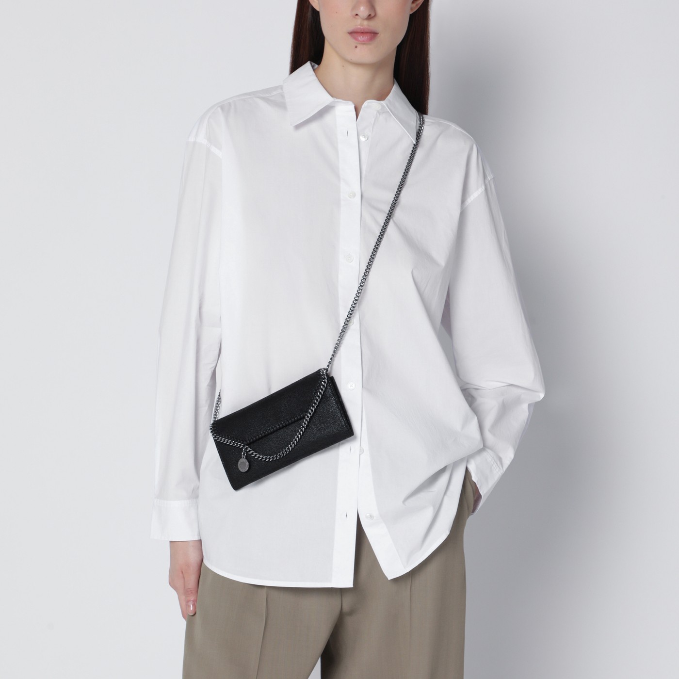 Stella McCartney Falabella black crossbody wallet | TheDoubleF