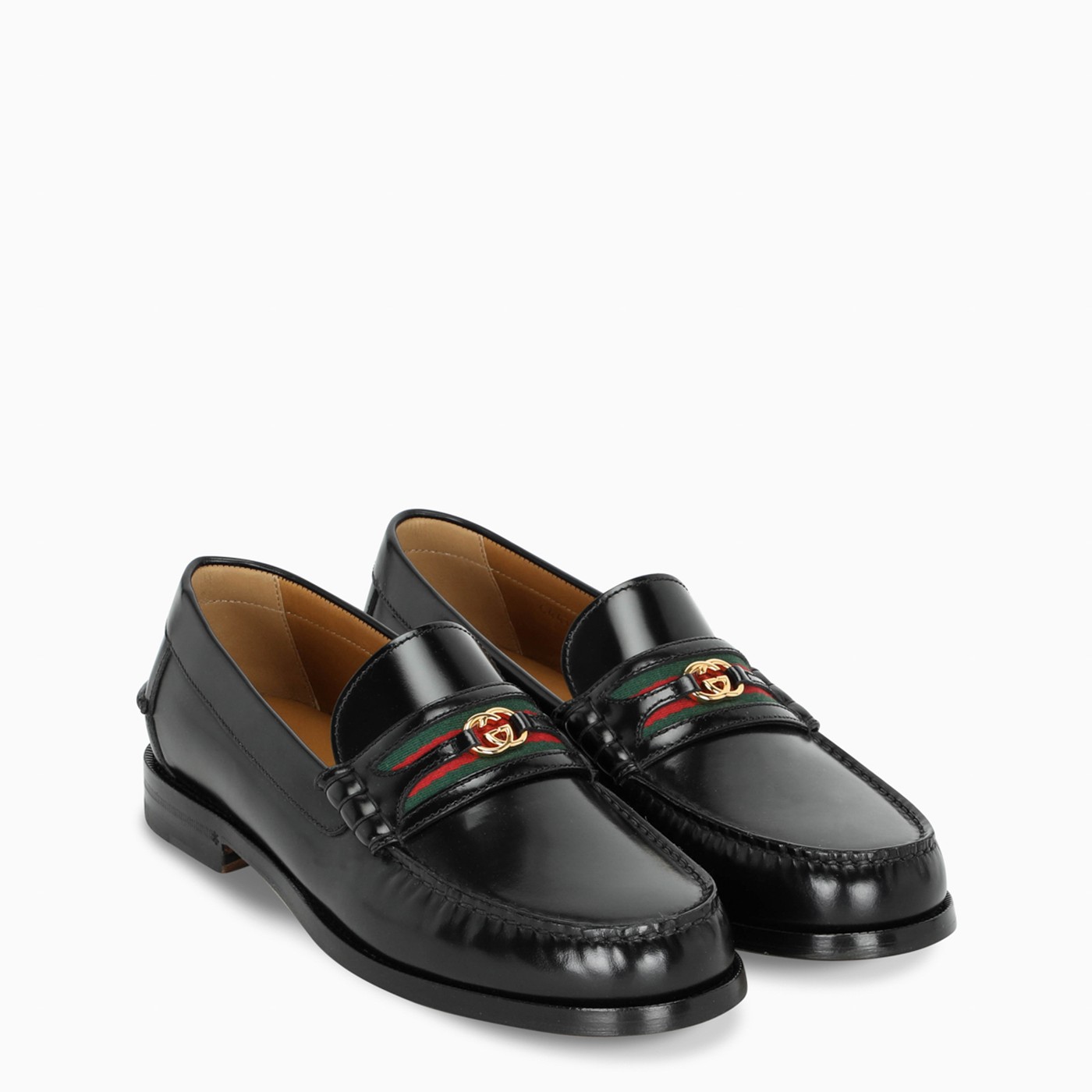 GUCCI Mocassino nero in pelle con GG | TheDoubleF