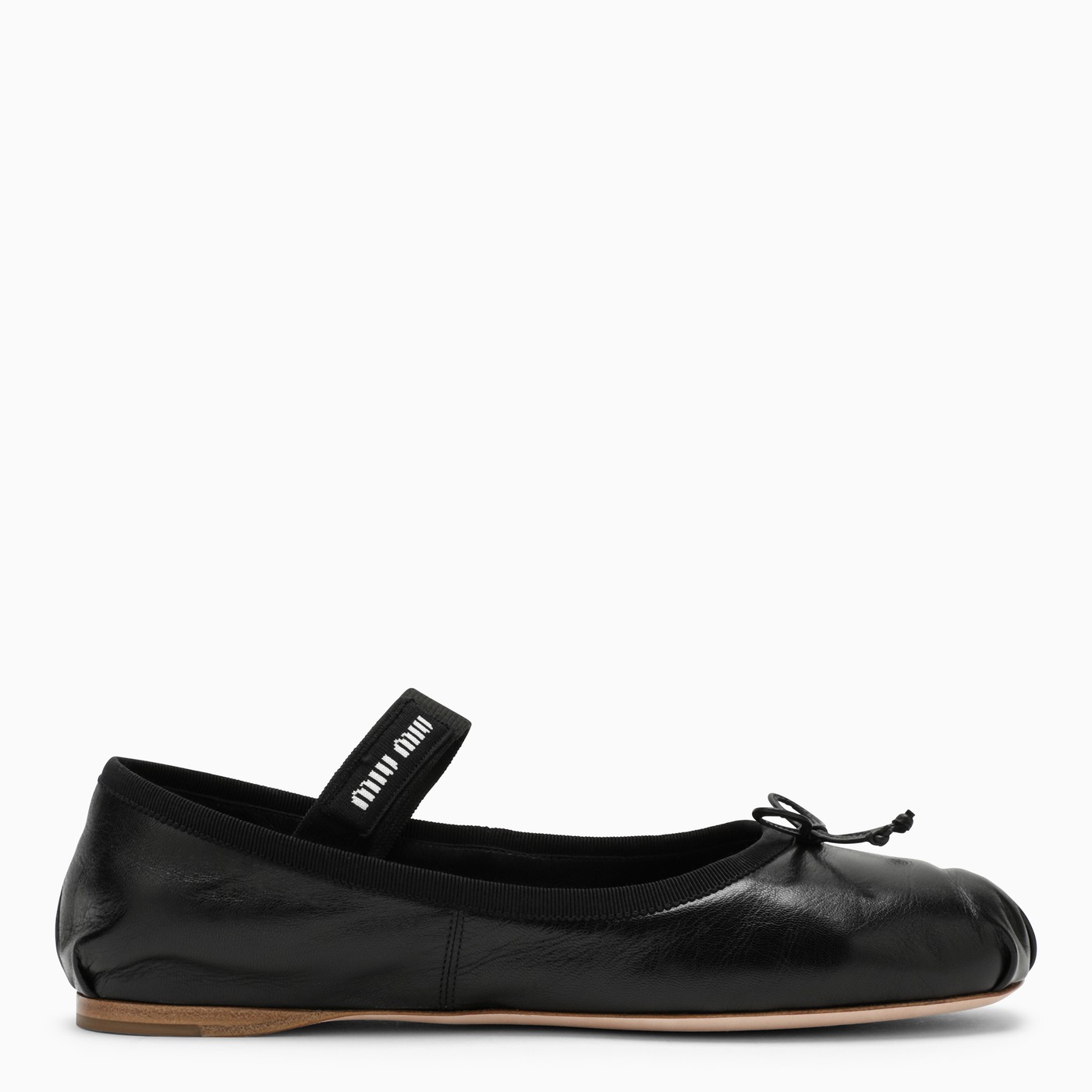 Miu Miu Black Leather Ballerina Thedoublef