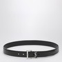Saint Laurent Black Cassandre belt in grained leather | TheDoubleF