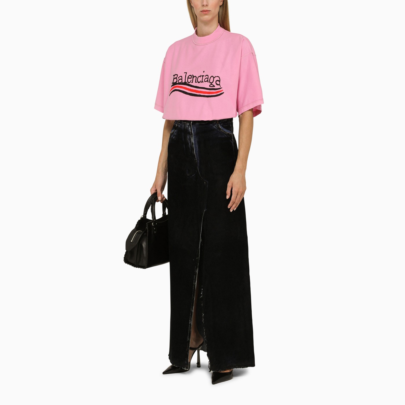 Balenciaga Pink oversize T-shirt with logo | TheDoubleF