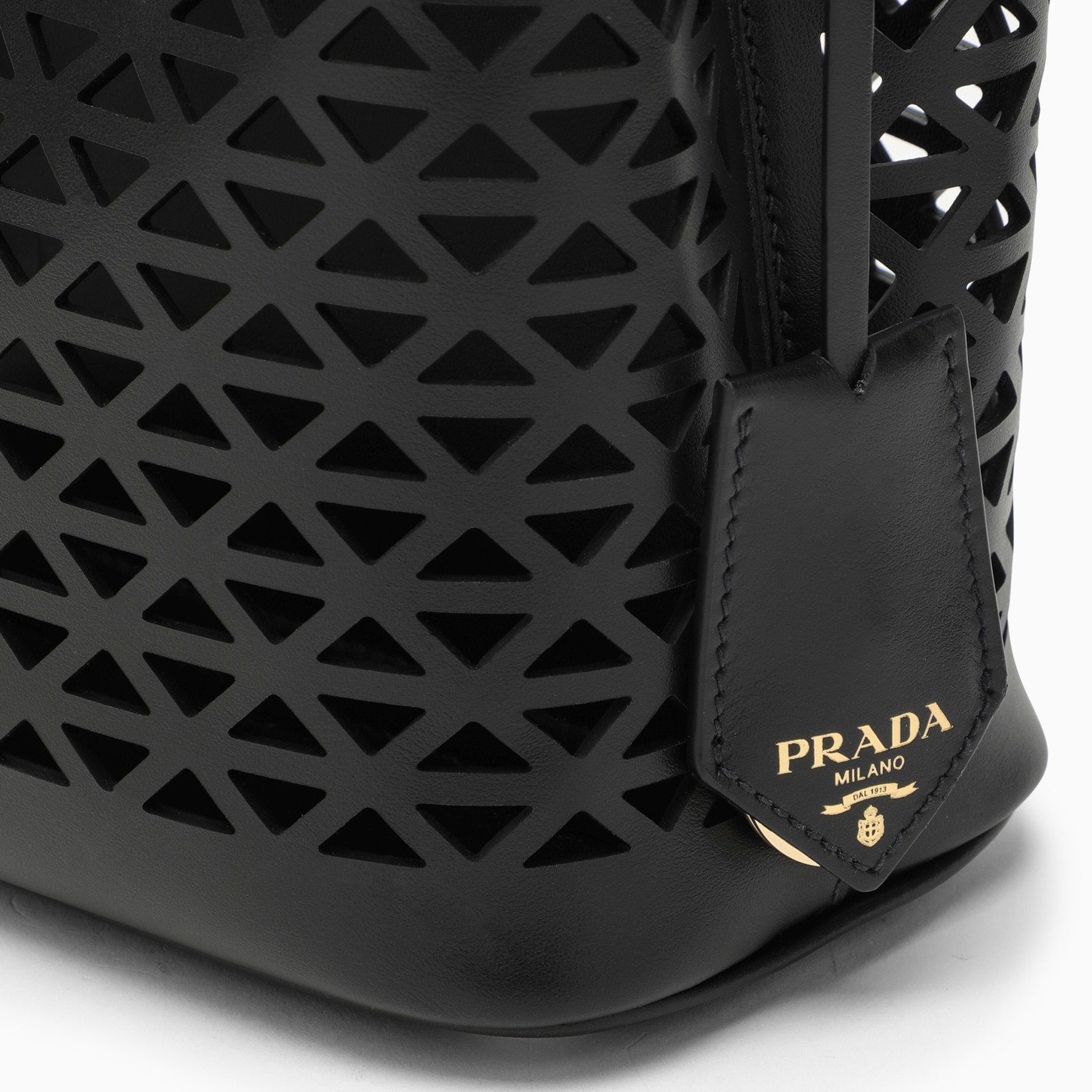 Prada Small black Saffiano perforated Panier bag | TheDoubleF