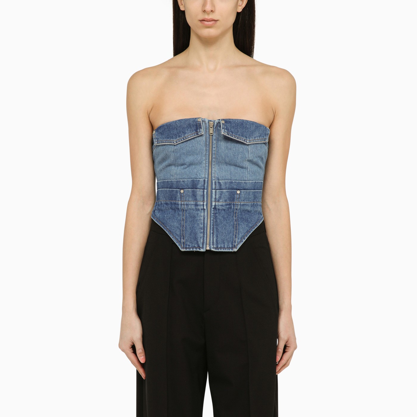 DION LEE Blue denim top with zip | TheDoubleF