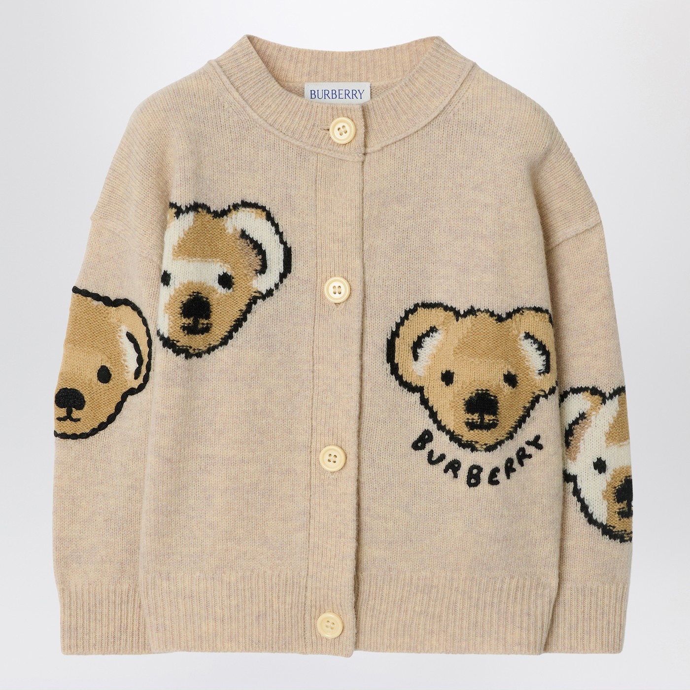Burberry Beige cardigan in wool with Thomas bear and friends | TheDoubleF