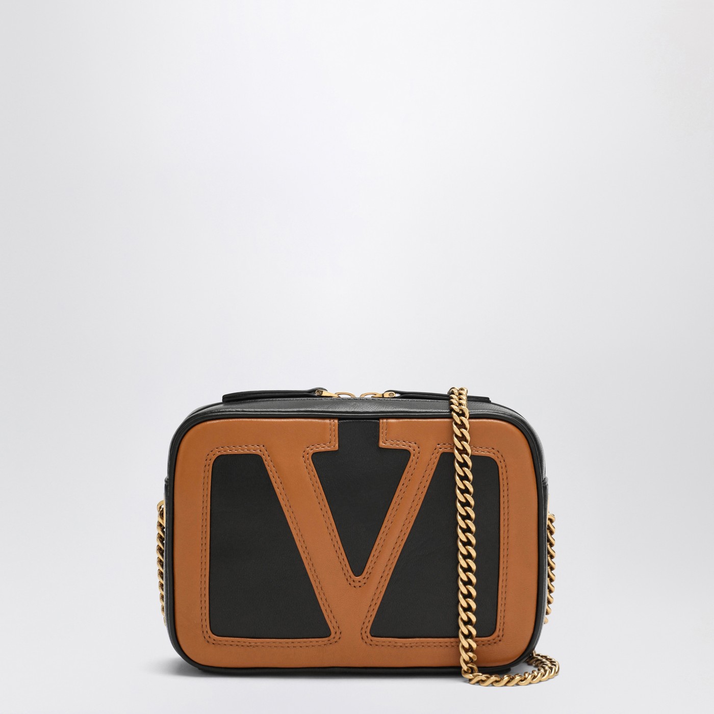 Valentino Garavani Viva Superstar chain belt bag black/spice | TheDoubleF