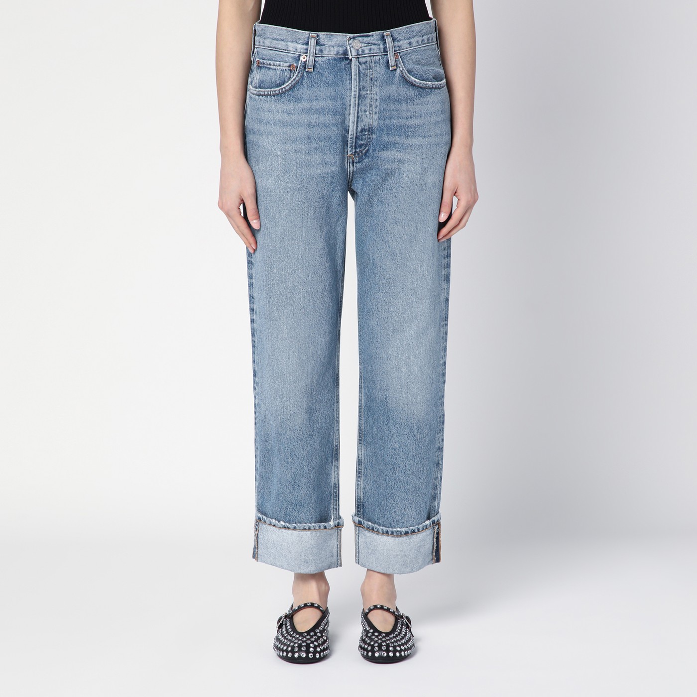 AGOLDE Light blue Fran jeans in organic denim with turn-ups | TheDoubleF