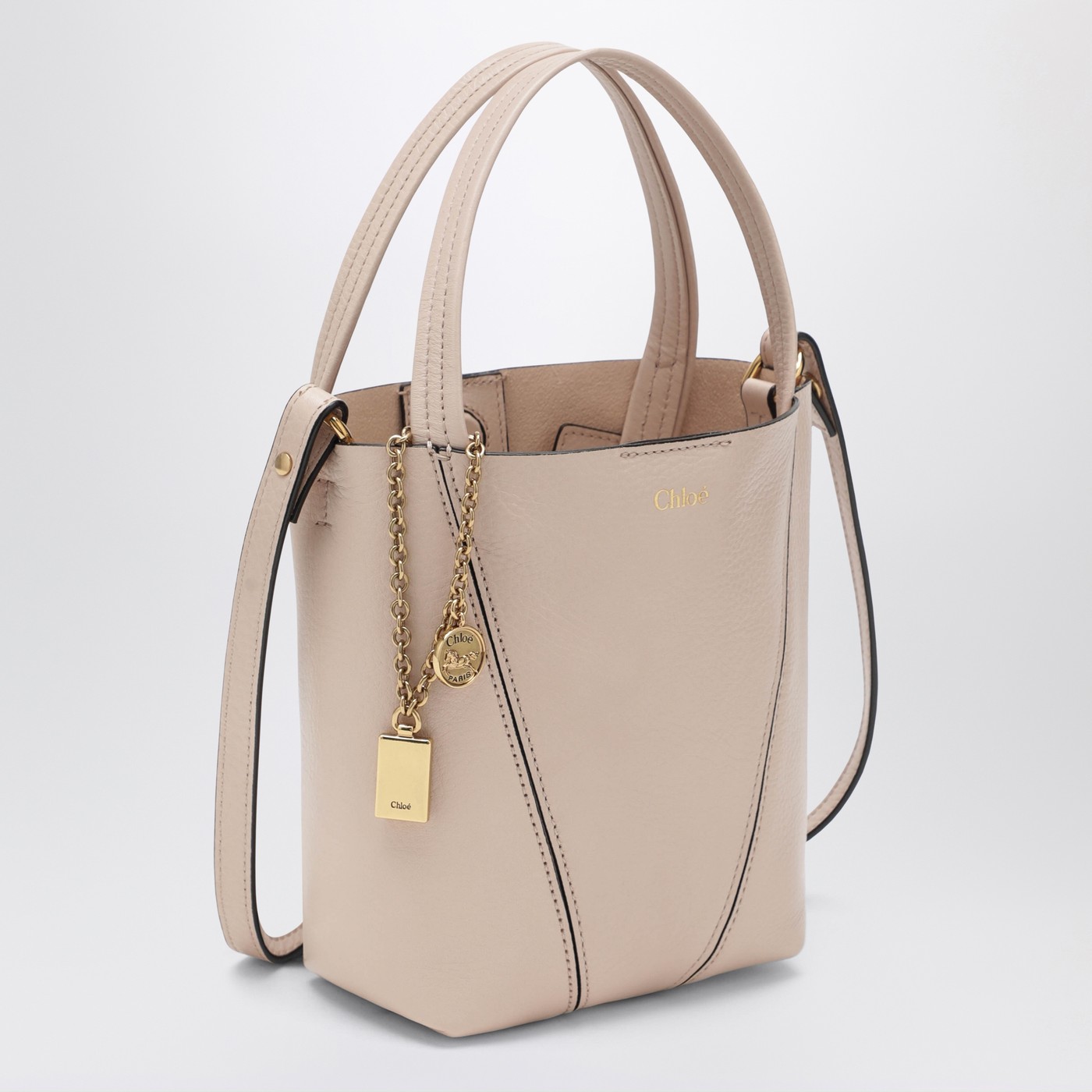 Chloé Petit cabas Chloé Spin en cuir Cement Pink | TheDoubleF