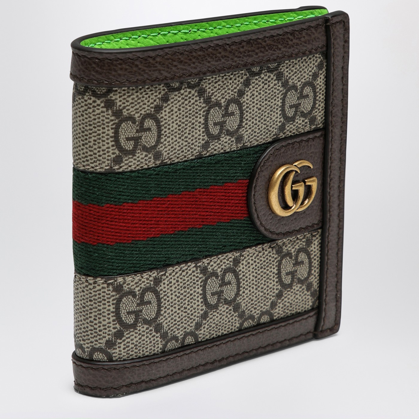 GUCCI Ophidia GG wallet beige/ebony/shiny green | TheDoubleF