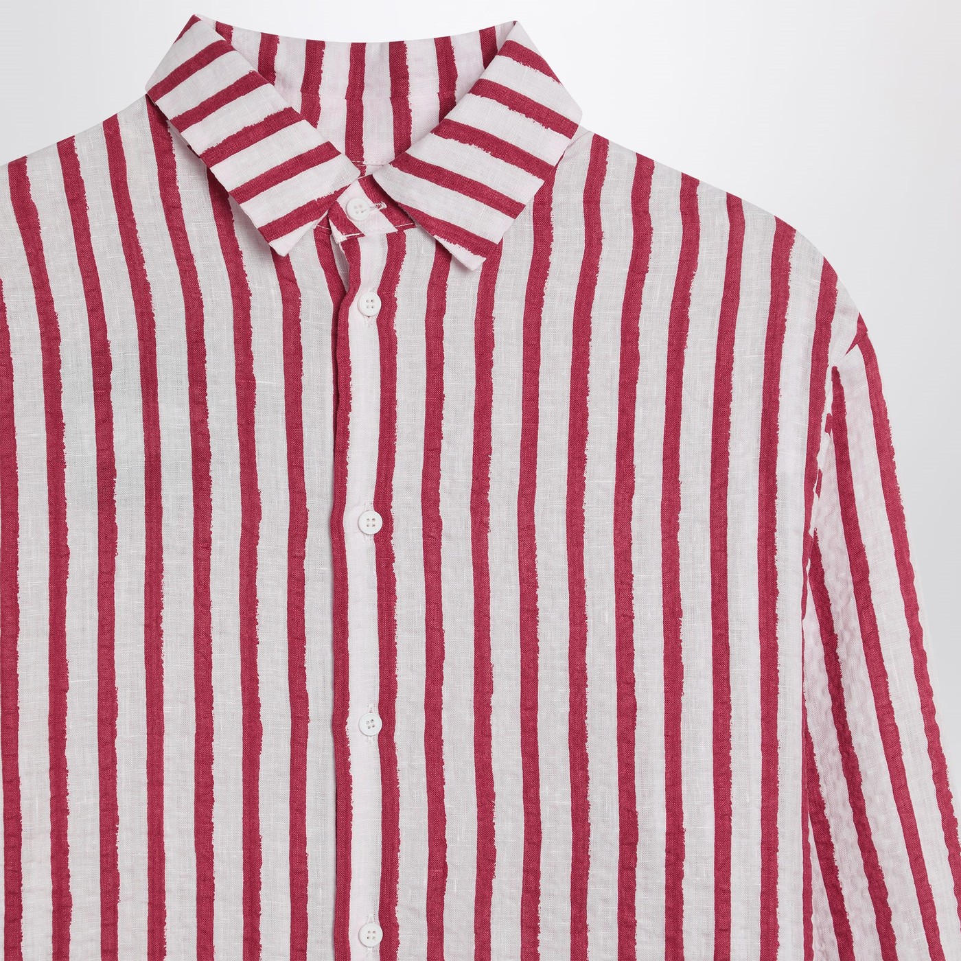 Douuod Striped shirt white/red in linen | TheDoubleF