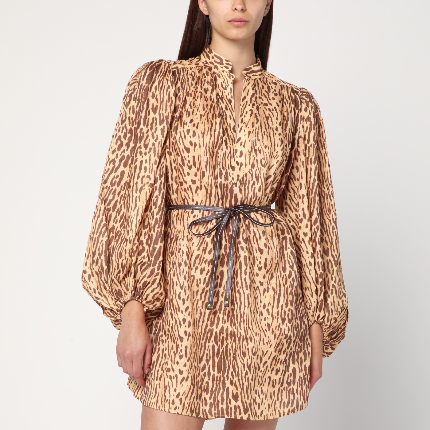 ZIMMERMANN Leopard print short dress in linen | TheDoubleF