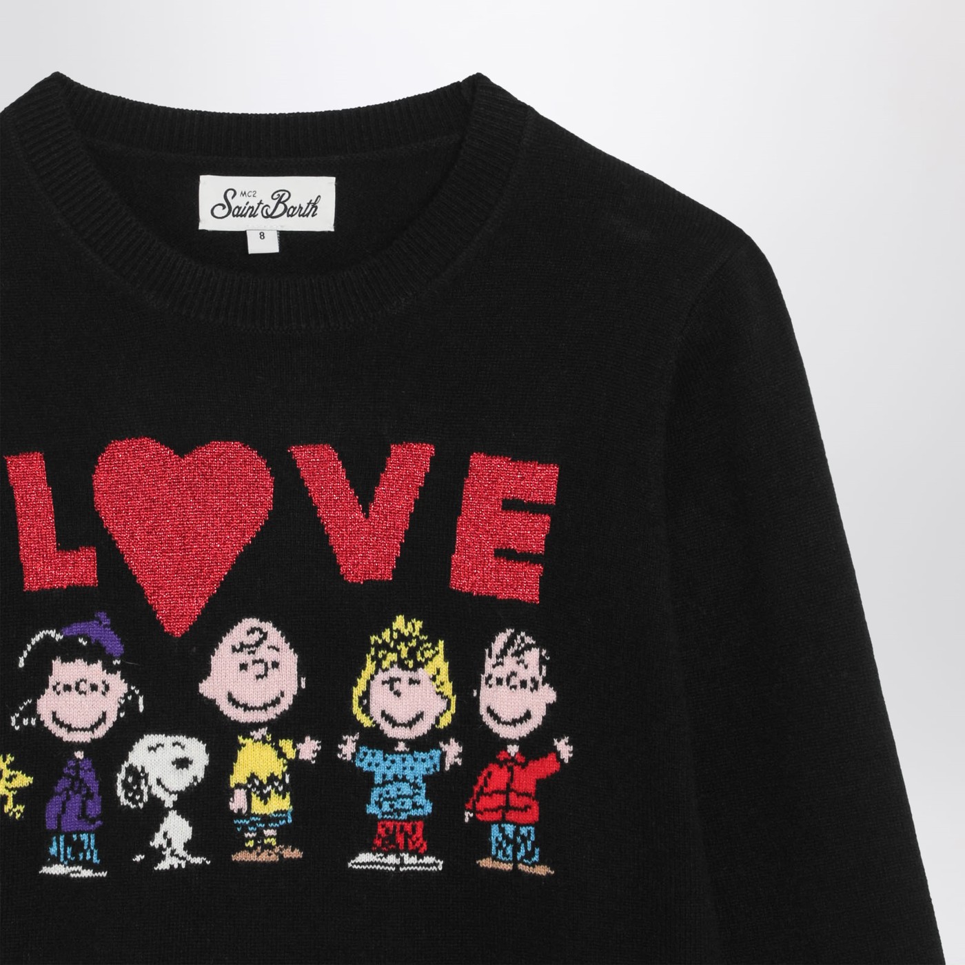 MC2 Saint Barth Black wool blend sweater with Snoopy family | TheDoubleF