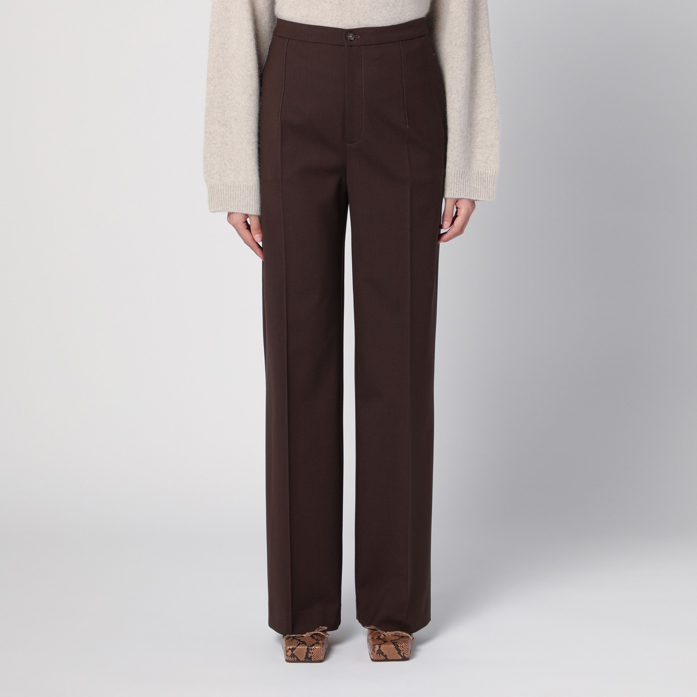 Loulou Studio Brown wool palazzo pants | TheDoubleF