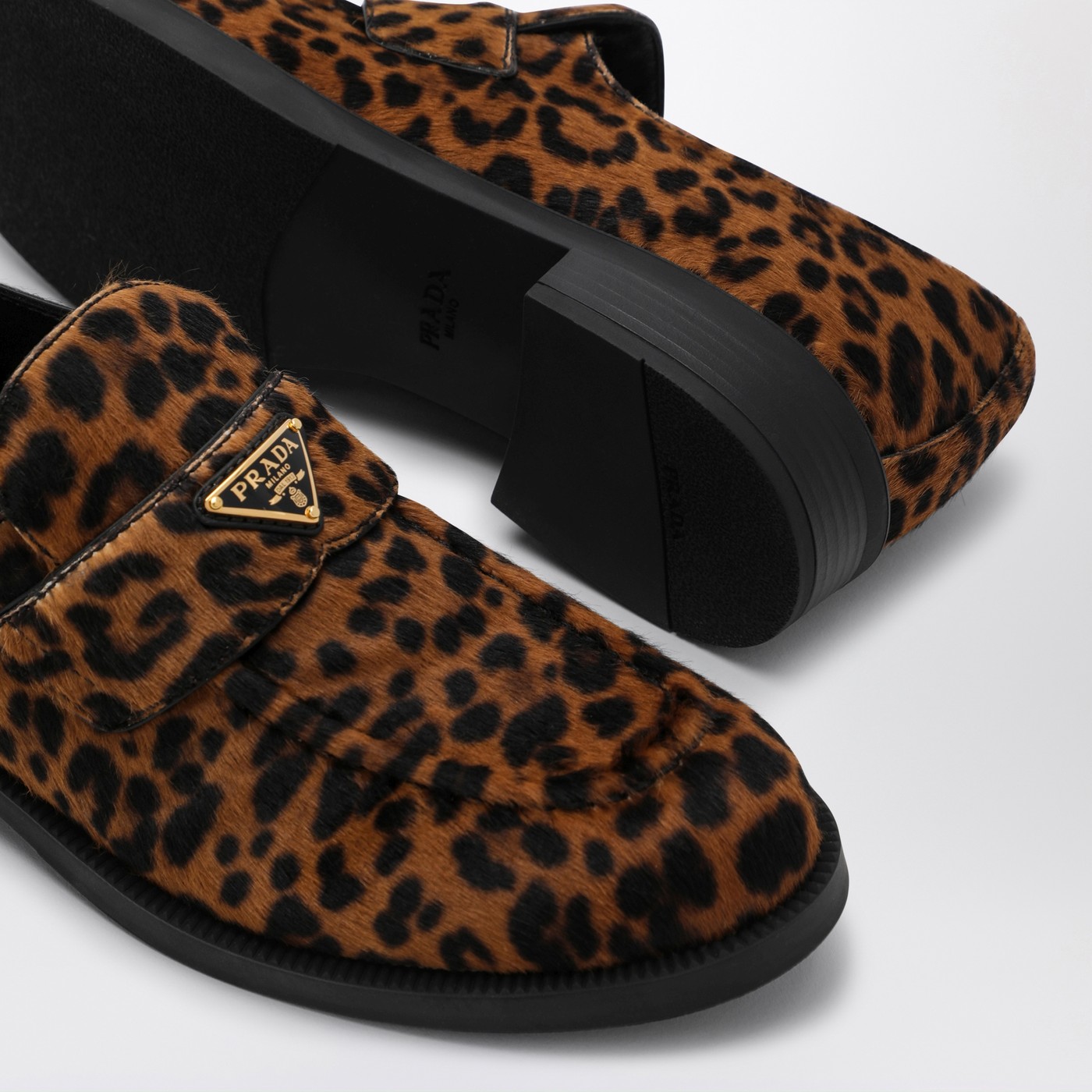 Prada Pony-effect leather leopard moccasin | TheDoubleF