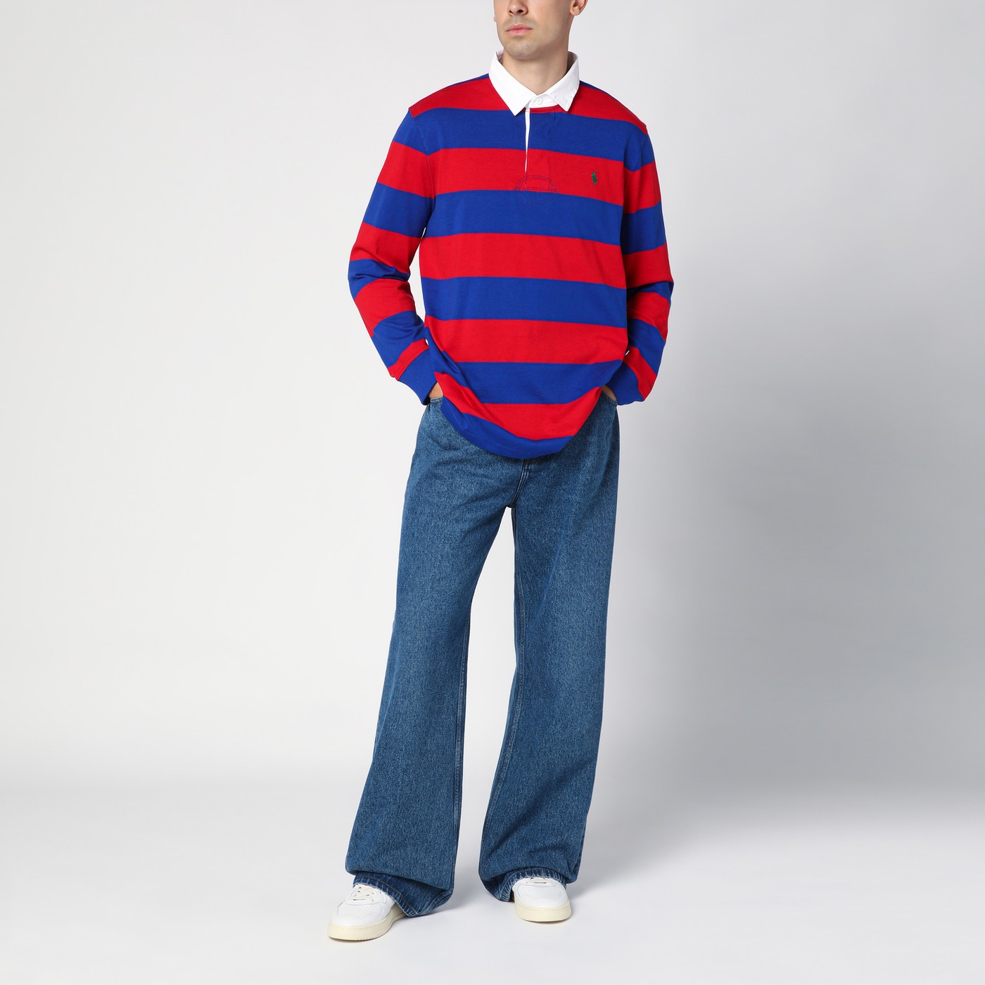 Polo Ralph Lauren Red/blue striped long-sleeved polo shirt | TheDoubleF
