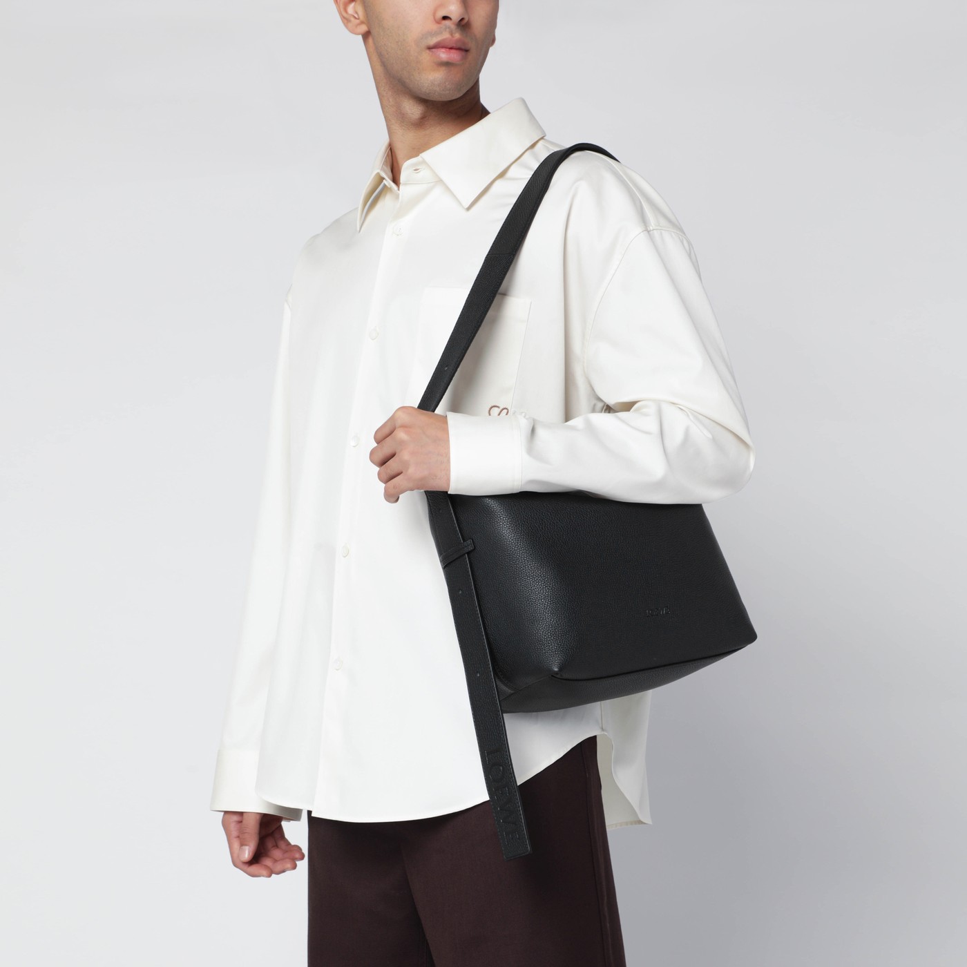 Loewe Loop Hobo bag in black grained leather | TheDoubleF