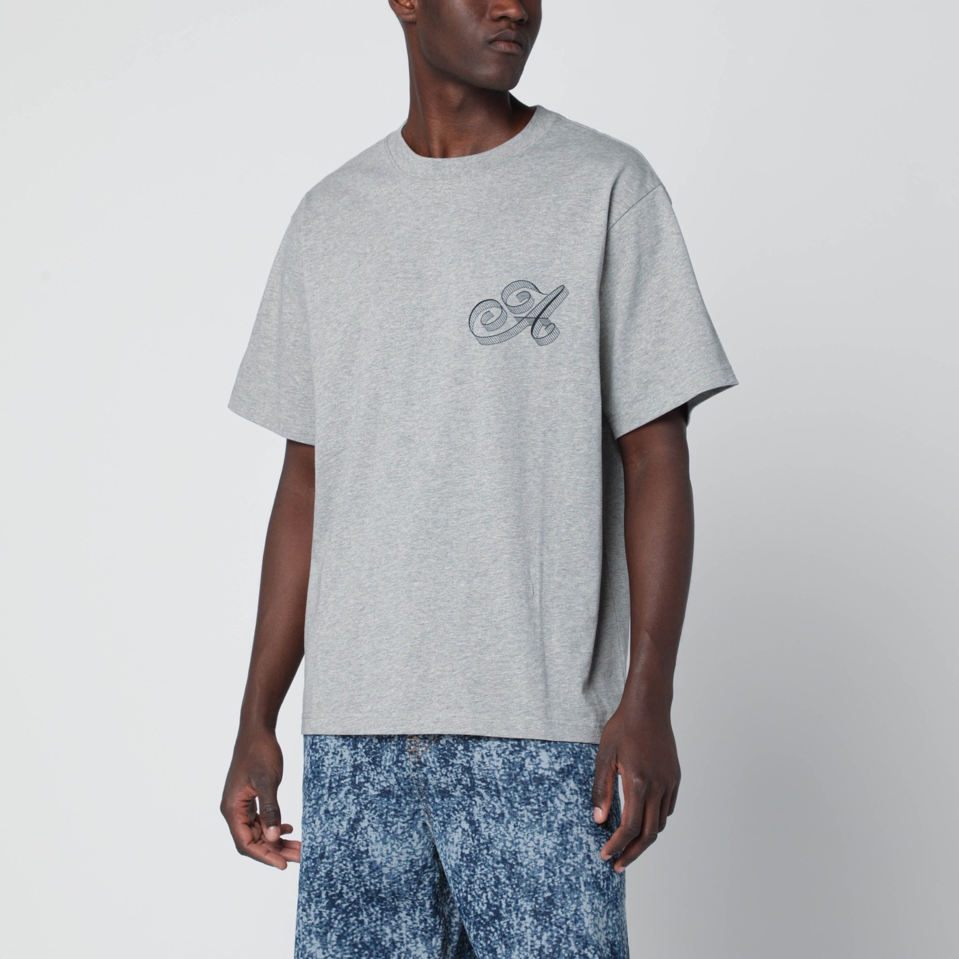 Awake NY Grey cotton T-shirt with logo | TheDoubleF