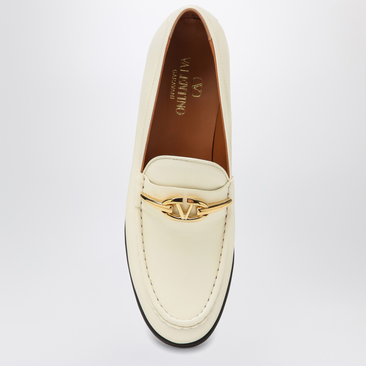 Valentino Garavani Ivory leather VLogo Signature loafer | TheDoubleF