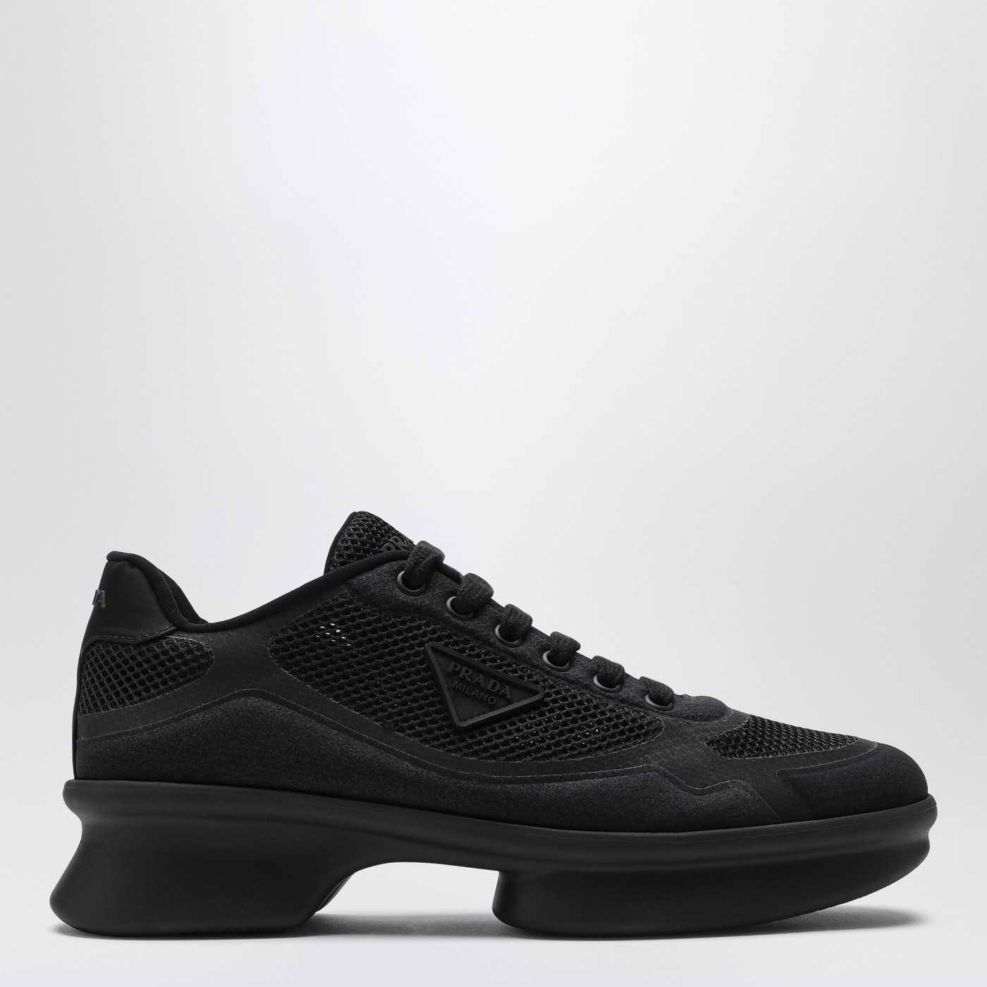 Prada Black fabric and mesh low-top sneaker | TheDoubleF