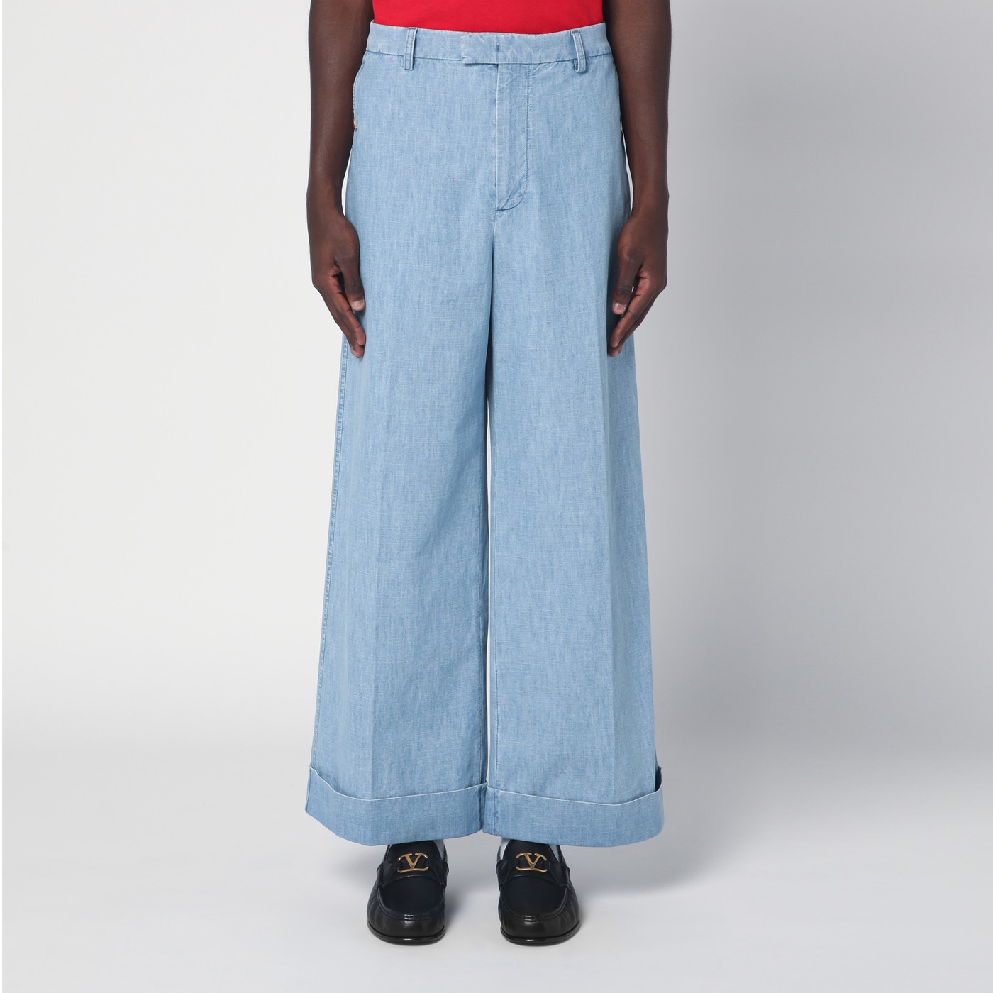 Valentino Light blue wide jeans with cuff | TheDoubleF