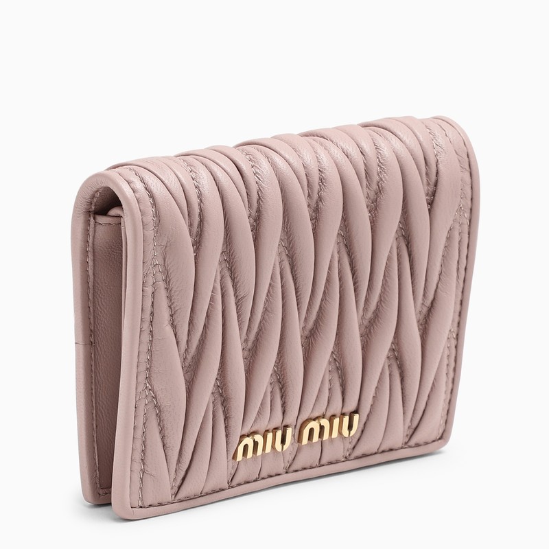 Miu Miu Pink Wallet In Matelassé Nappa Leather | ModeSens