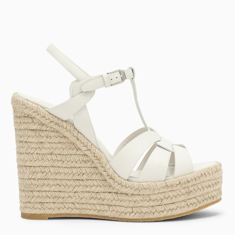 Saint Laurent White High Leather Wedge | ModeSens